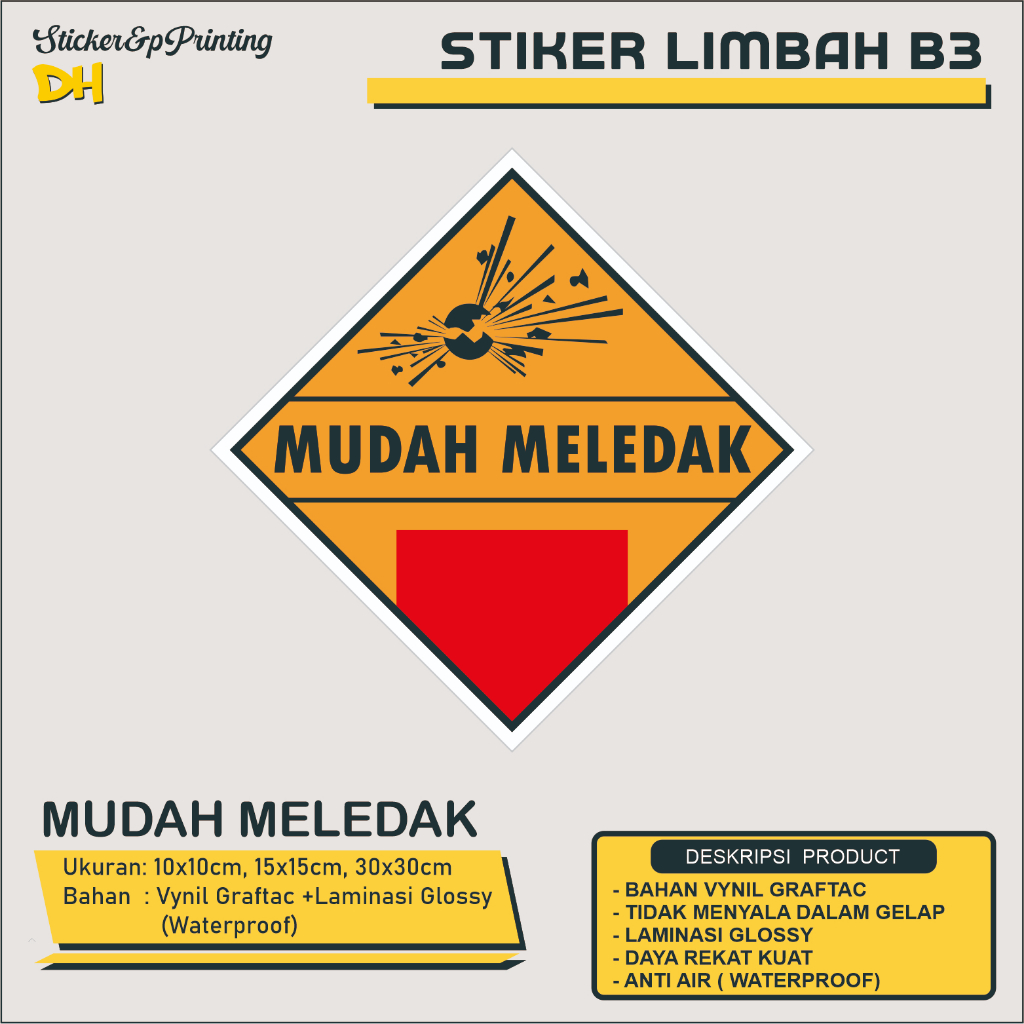 Jual Sticker Label Tanda Simbol Limbah B3 ukuran 10x10 cm Stiker Bahan ...