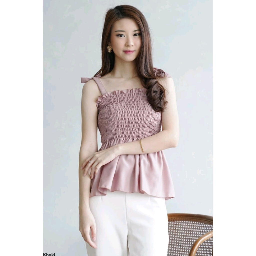 Jual Korean Wrinkle Tank Top Atasan Wanita Tanpa Lengan | Shopee Indonesia