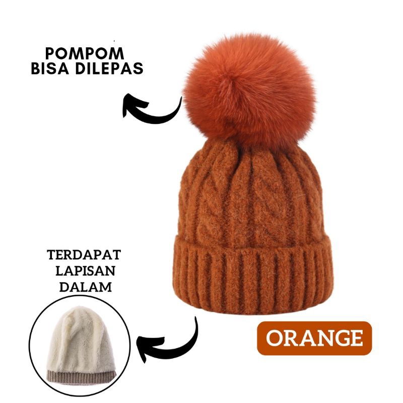 Jual Kupluk Pompom Wanita Dewasa Winter Musim dingin WoL(POM2) | Shopee ...