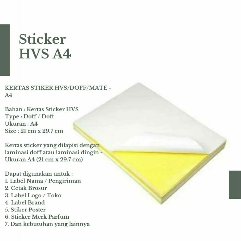 Jual Sticker HVS A4 isi 10 lembar / Kertas Stiker Inkjet Doff Matte A4 ...