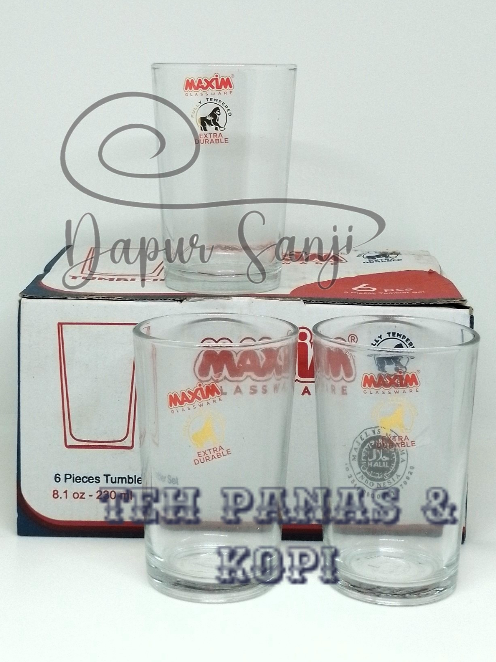 Jual MAXIM GELAS TANGKAI DAN POLOS 6 PCS / GELAS TEH DINGIN, TEH PANAS ...