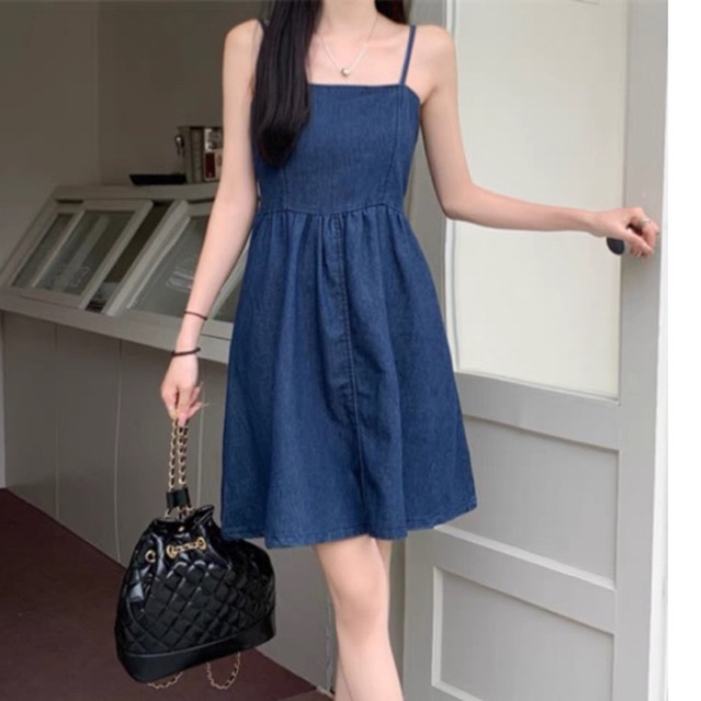 Jual DENIM DRESS MINI JEANS GAUN WANITA BABYDOLL MX591 | Shopee Indonesia
