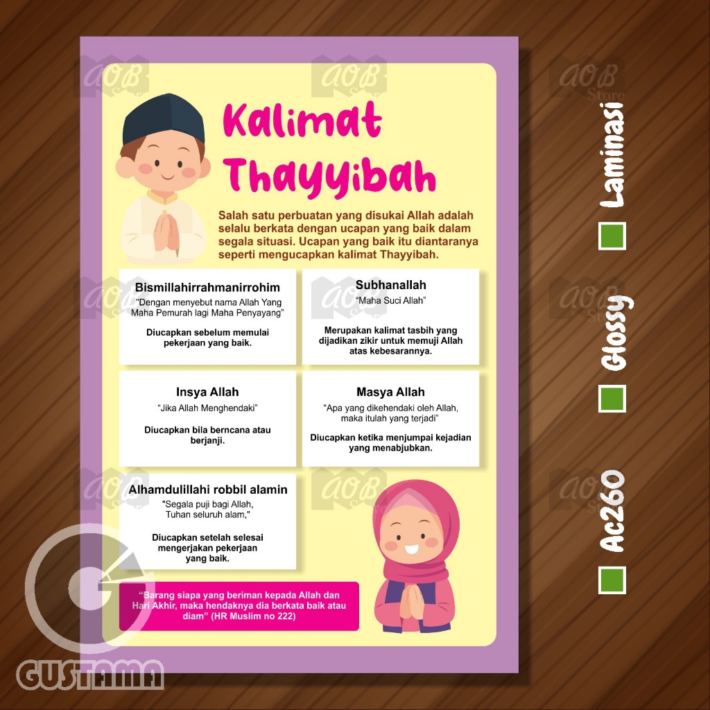 Jual Poster Kalimat Thayyibah, Poster Islami Laminating A3 | Shopee ...
