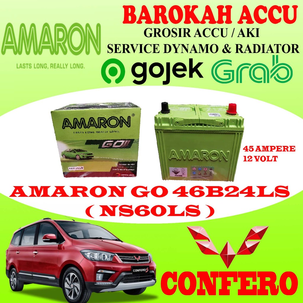 Jual AKI MOBIL WULING CONFERO AMARON GO 46B24LS / NS60LS , 45 AH | Shopee Indonesia
