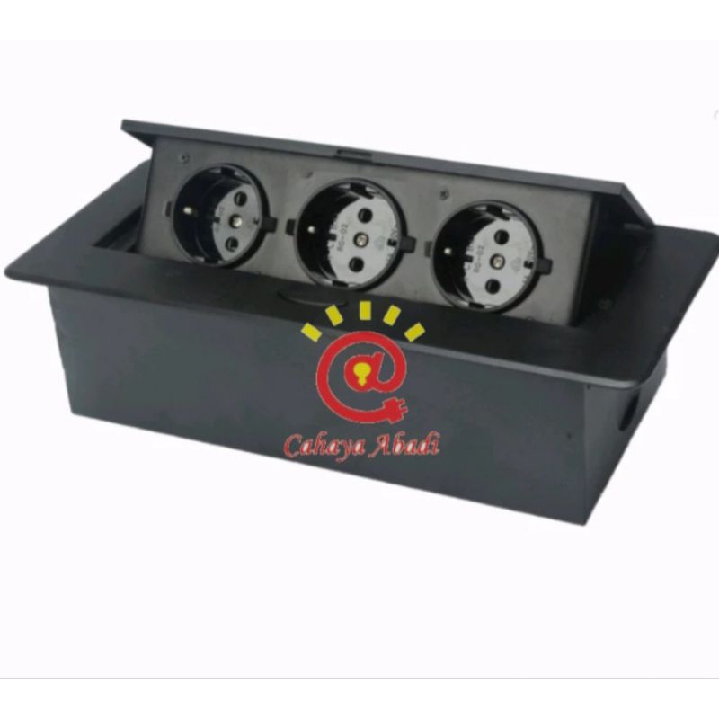 Jual Stop Kontak Meja Meeting Tanam 3 Socket Soft Touch Pop Up - Hitam ...