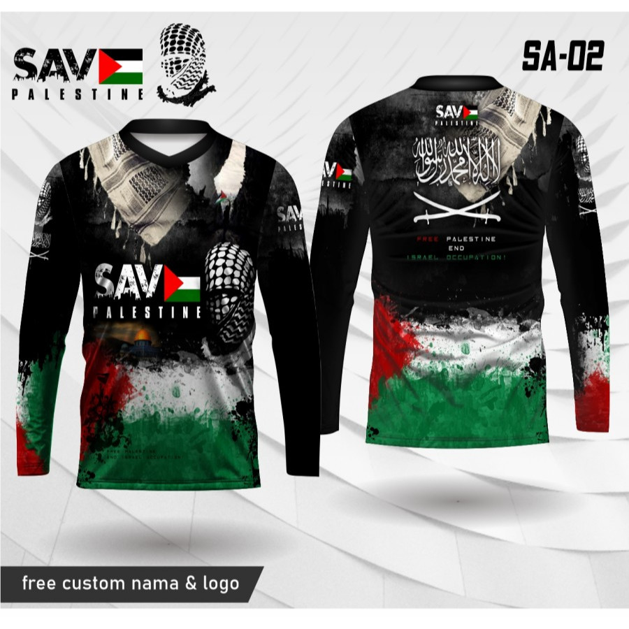 Jual kaos jersey palestine baju save gaza palestina lengan panjang ...