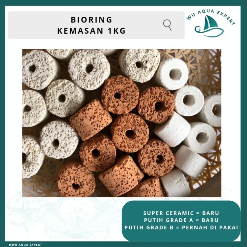 Jual SUPER CERAMIC & PUTIH BIO RING 1 Kg Bioring PH Air Media Filter ...