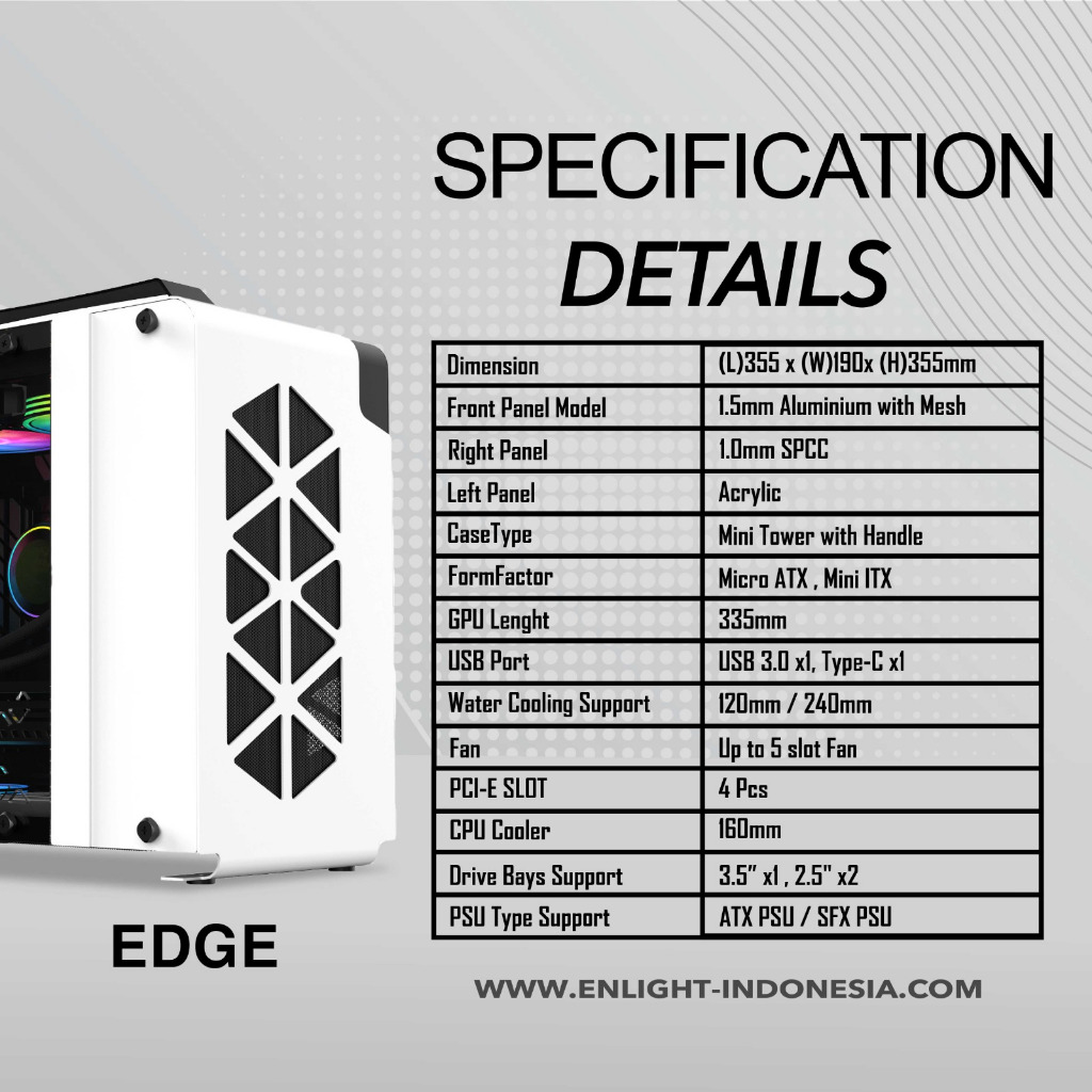 Jual Casing Enlight Edge - microATX Case Enlight with Handle | Shopee ...
