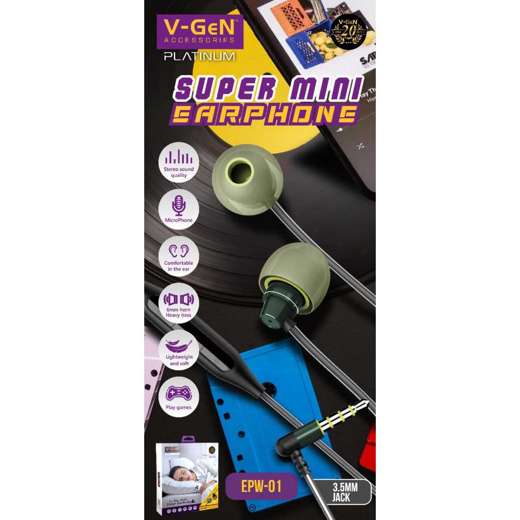 Jual Earphone V-GeN EPW-01 Wired Handsfree Super Mini Size L Shape ...