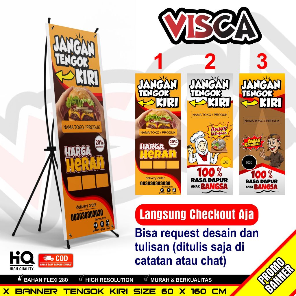 Jual Spanduk X Banner Jangan Tengok Kiri Bisa Request Bisa Ganti Nama ...