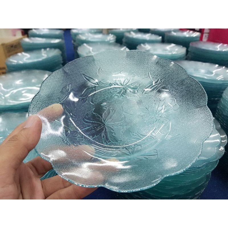 Jual 1 Lusin Piring Kaca Bening Beling Piring Makan Kaca Beling Piring ...