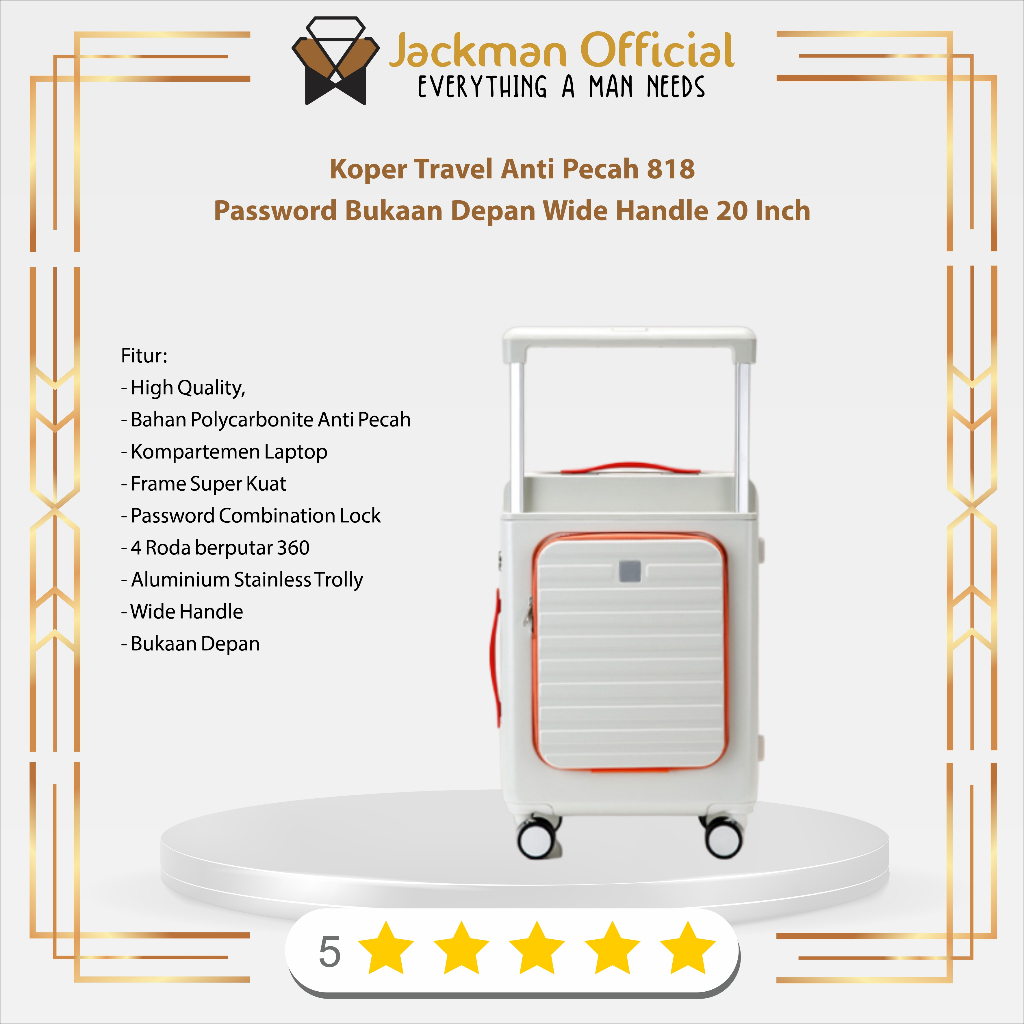 Jual Koper Travel Anti Pecah 818 Password Bukaan Depan Wide Handle 20 ...