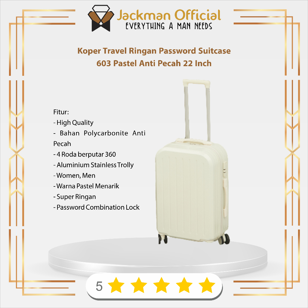 Jual Koper Travel Ringan Password Suitcase 603 Pastel Anti Pecah 22 ...