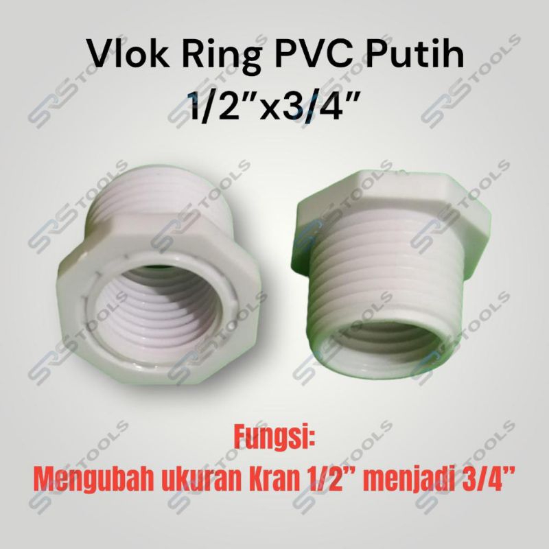 Jual Vlok Ring Plastik PVC Putih / Sambungan Keran Kran 1/2 Inch Ke 3/4 ...