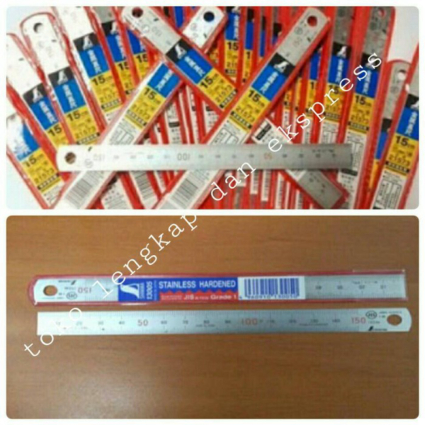 Jual penggaris stainless steel / penggaris SHINWA 15CM JAPAN Berkualitas | Shopee Indonesia