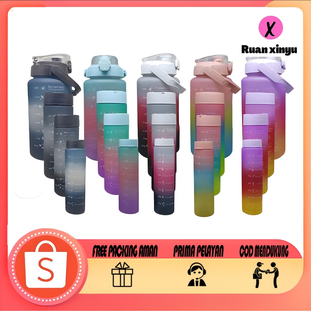 Jual (RX) Botol Viral 4in1 Beranak 4 Gradasi 3 Warna 2000ml+900ml+500ml+300ml | Shopee Indonesia