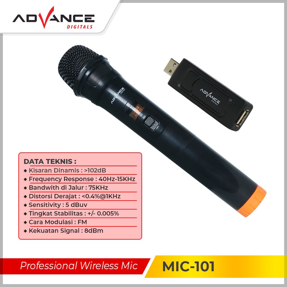 Jual Advance Professional Wireless Microphone Single Mikropon MIC101 ...