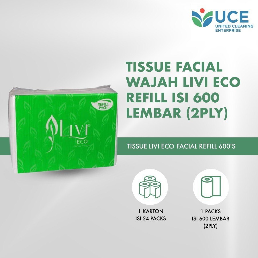 Jual LIVI Tissue Facial Wajah Eco Refill isi 600 lembar (2ply) | Shopee ...