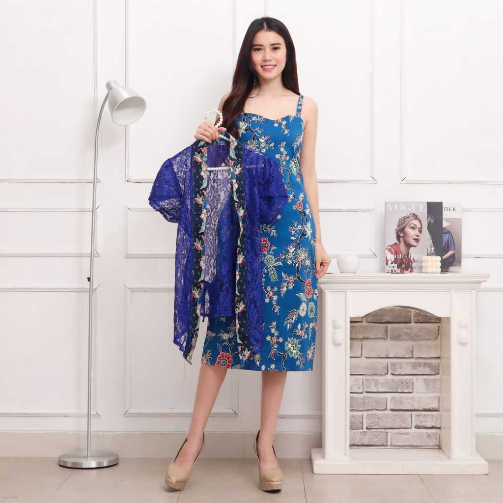 Jual Set Dress Batik Tanktop Lengan Setali dan Outer Brokat Glitter ...