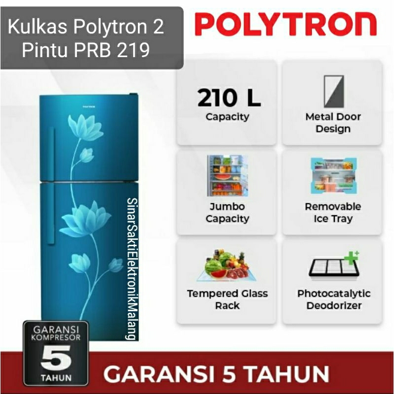Jual Kulkas Polytron 2 pintu PRB 219 210 Liter Lemari Es Murah Malang ...