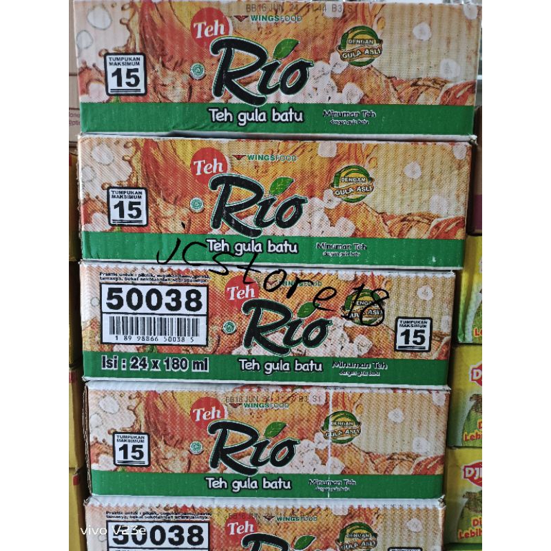 Jual [1 DUS] Minuman Teh RIO Teh Gula Batu 24 × 180 ML | Shopee Indonesia