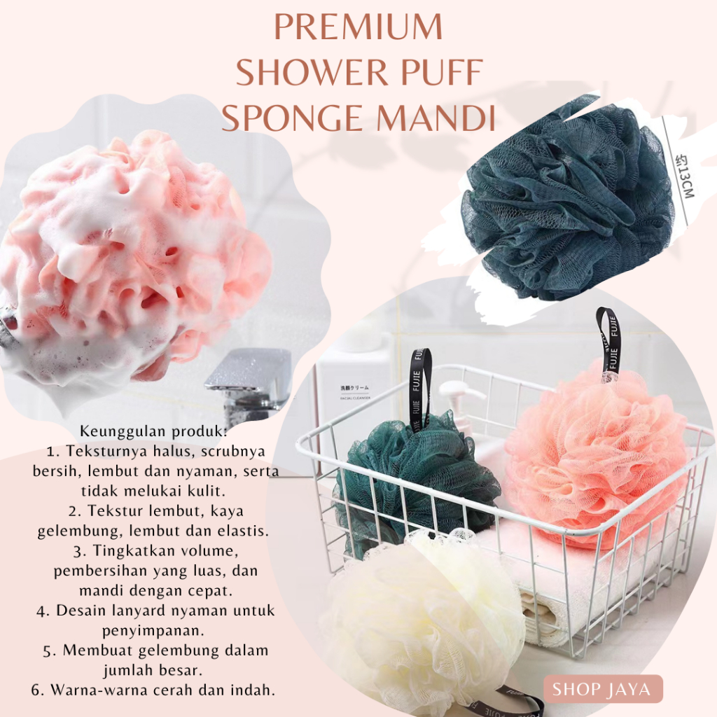 Jual Sponge Mandi PREMIUM / Shower Puff / Sponge Busa Bagus /SINGLE ...