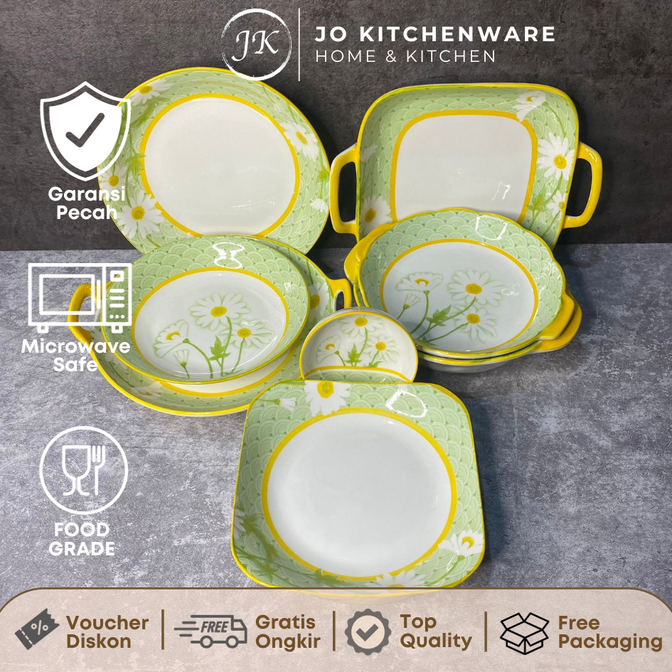 Jual Piring mangkok keramik set gambar bunga matahari premium serbaguna ...