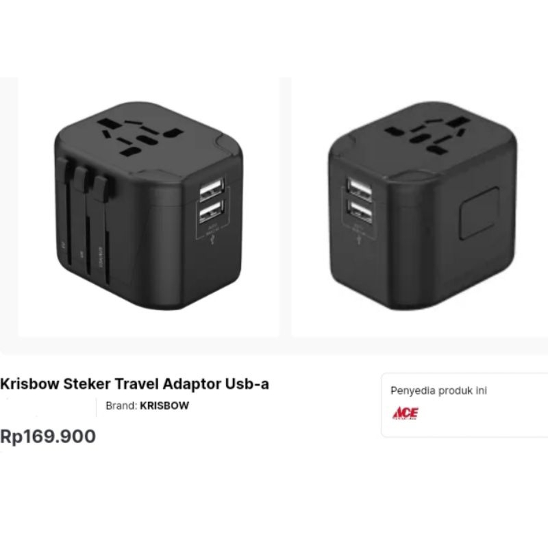 Jual Krisbow Steker Travel Adaptor Usb-a (Ace Hardware ) | Shopee Indonesia