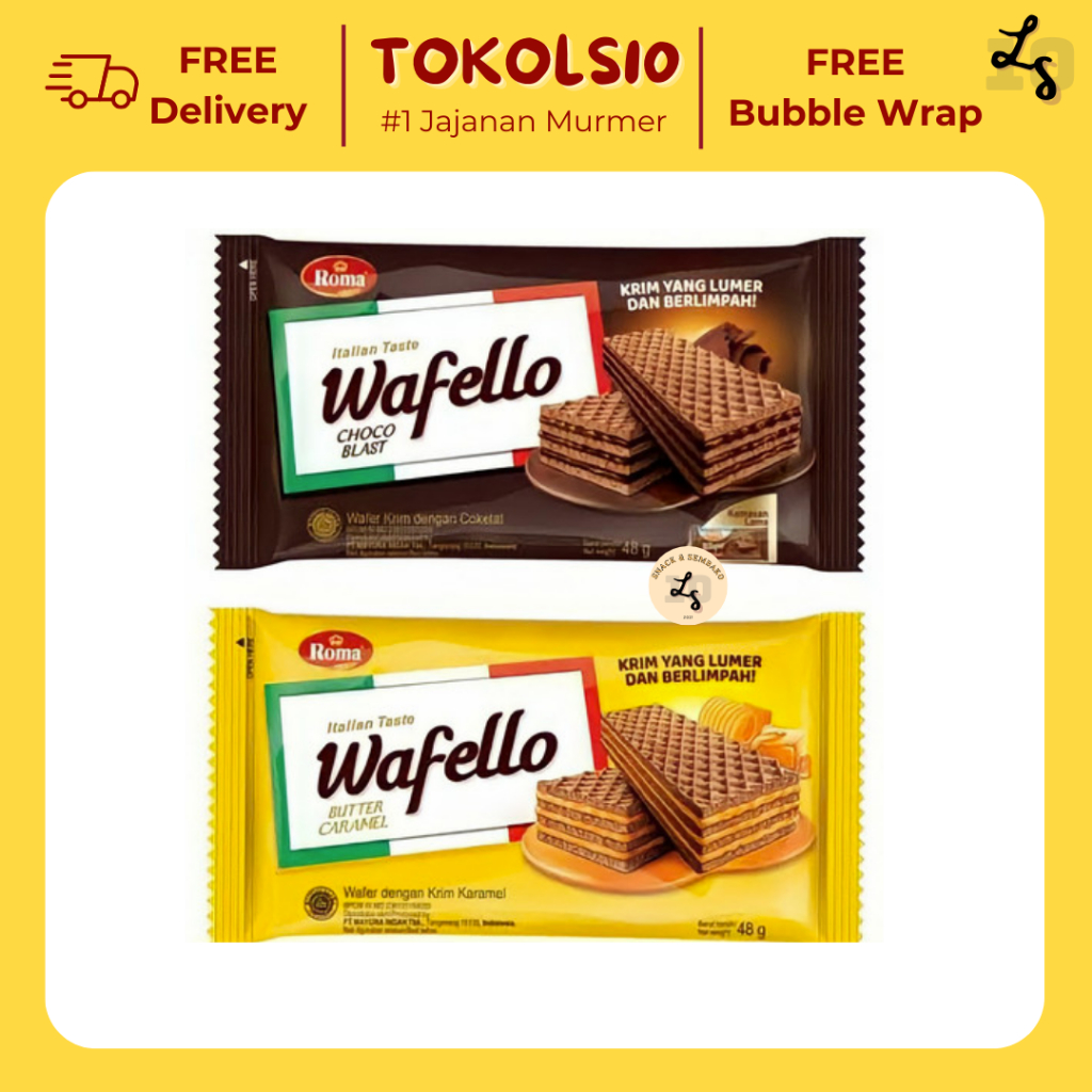 Jual Wafello 2000 Wafer Roma Coklat/Caramel 1 pack Isi 10 pcs @37,5 gr ...