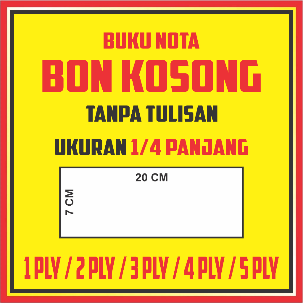 Jual BUKU NOTA BON KOSONG POLOS TANPA TULISAN UKURAN 1/4 MEMANJANG ...