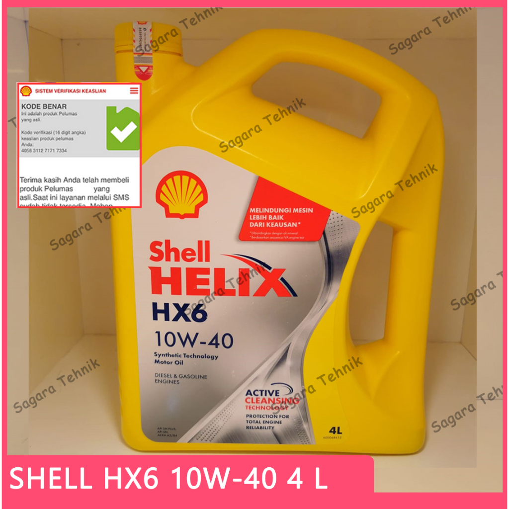 Jual Oli Mesin Shell Helix HX6 SAE 10W-40 4 Liter Bensin Galon 10W40 4L ...
