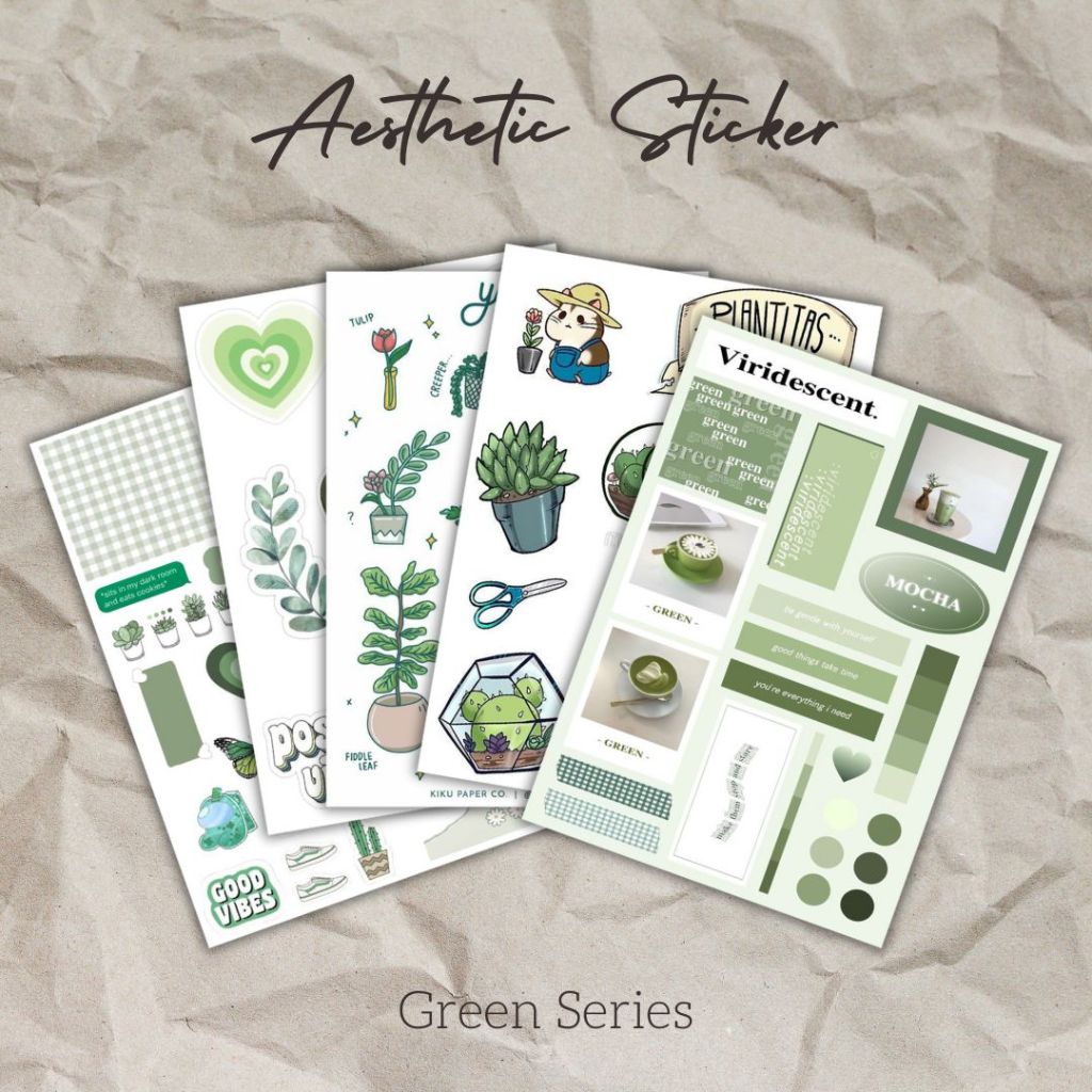 Jual Stiker Aesthetic Green Series Stiker Aesthetic Deco Planner Album ...