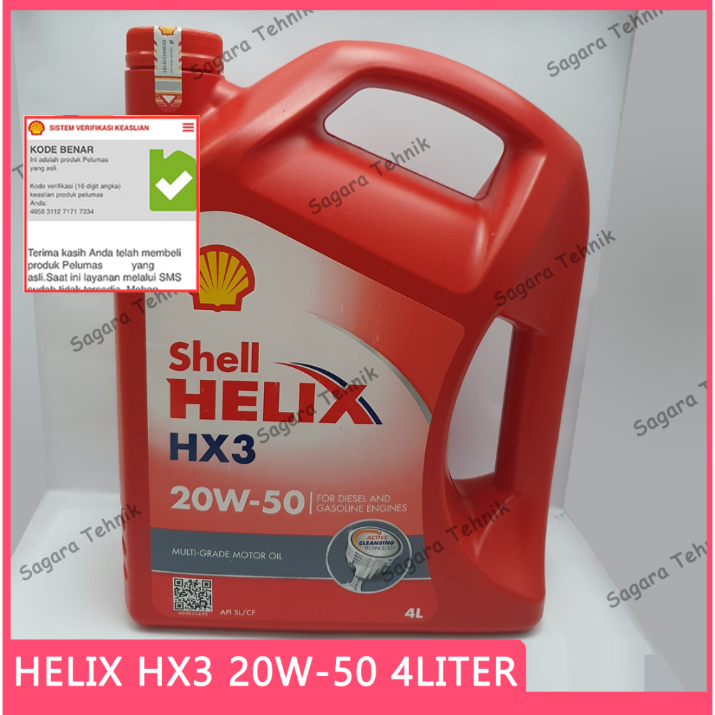 Jual Oli Shell Helix HX3 20W-50 4 Liter Mesin Diesel dan Bensin 20W 50 ...