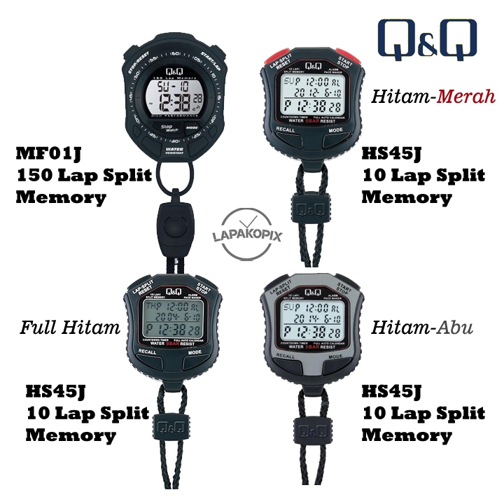 Jual Stopwatch QnQ MF01J 150 Memory HS45J 10 Memory Original Penghitung Waktu QQ Lap Split ...