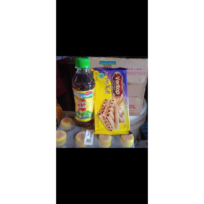 Jual paket hajatan 1paket 4000 isi teh gelas botol dan veritop egg roll ...