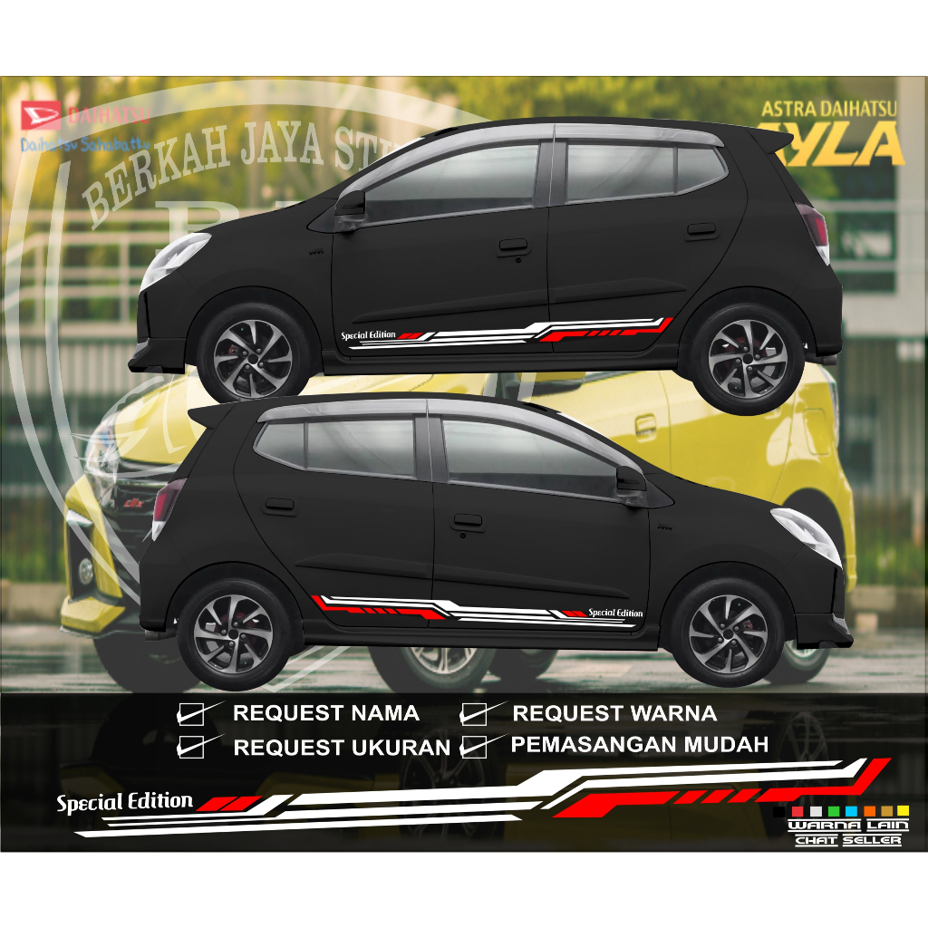 Jual STIKER CUTTING LIST BAWAH MOBIL AYLA AGYA STICKER UNIVERSAL ...