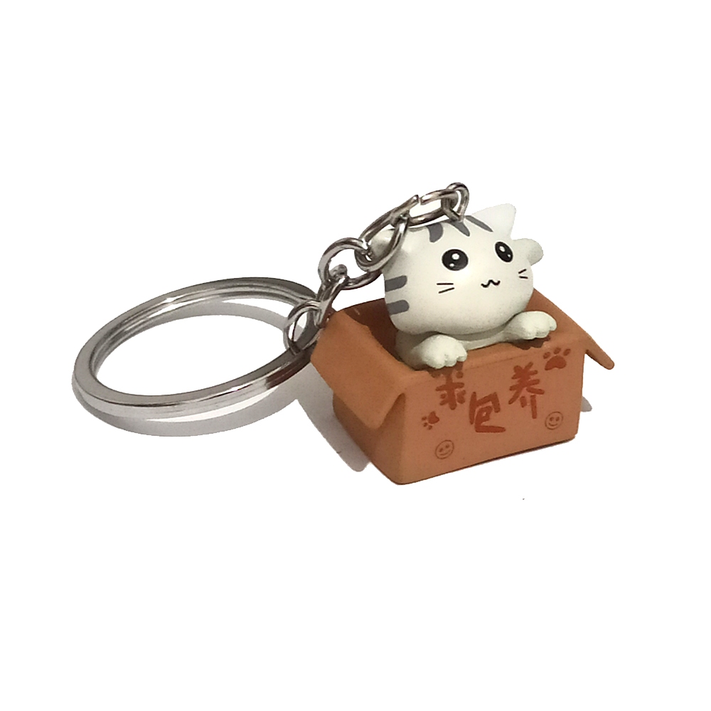 Jual Cat in the Box Keychain Gantungan Kunci Kucing Putih Terbuang 1136 ...