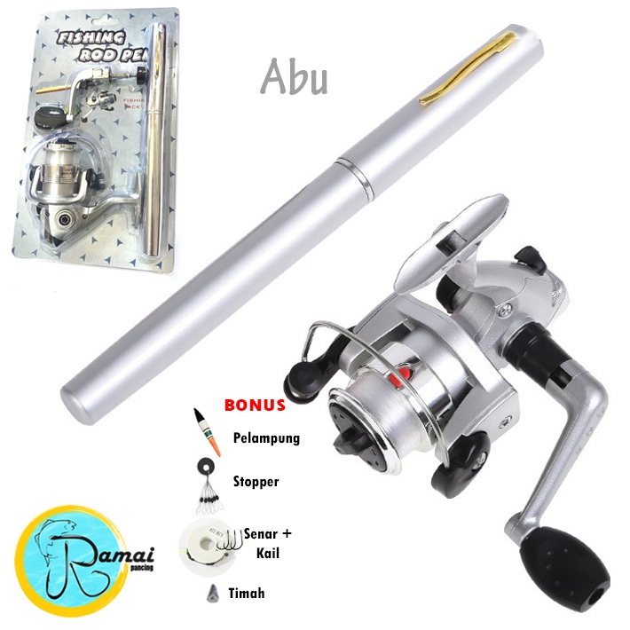 Jual Satu set Joran Pen mini alat pancing pulpen casting dan spinning ...