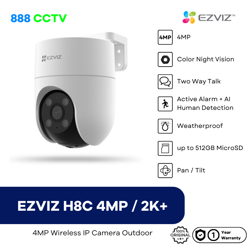 Jual EZVIZ H8C 4MP 2K+ Smart CCTV Wifi IP Camera Outdoor Pan Tilt ...