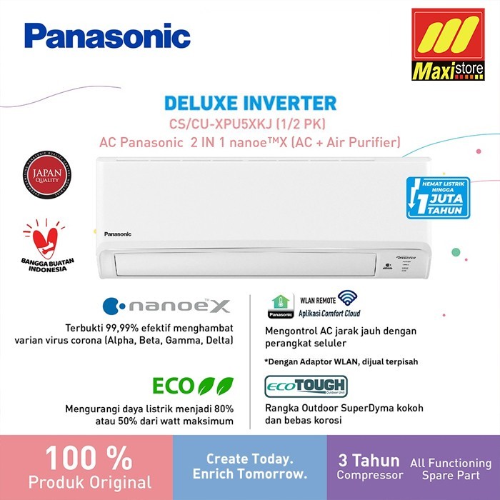 Jual PANASONIC XPU5XKJ AC Deluxe Inverter nanoe-X [1/2 PK] - Garansi ...