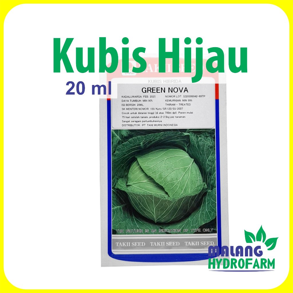 Jual Benih Kubis Hijau Green Nova 20 ml Takii Seed dataran tinggi bibit ...