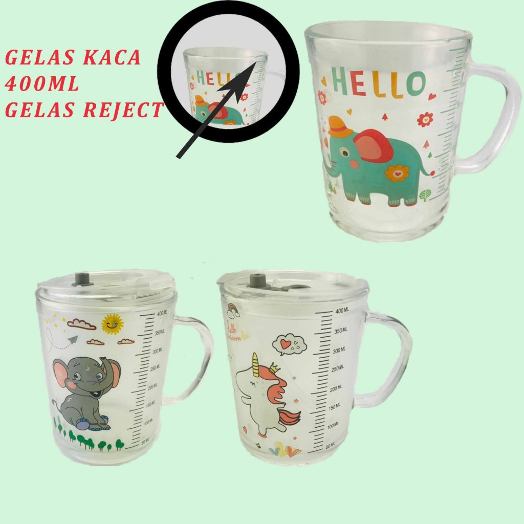 Jual Gelas Kaca REJECT / Gelas Motif Karakter / Gelas Susu,Jus,Kopi,Teh ...
