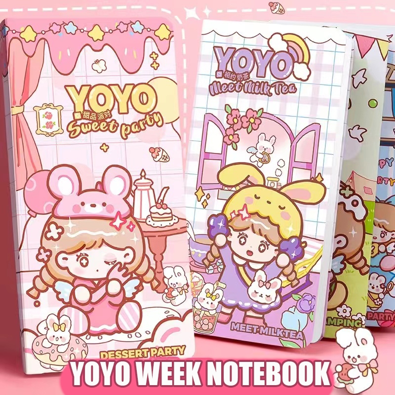 Jual Buku Jurnal Hardcase Notebook Lucu YoYo week Notebook 80 lembar ...