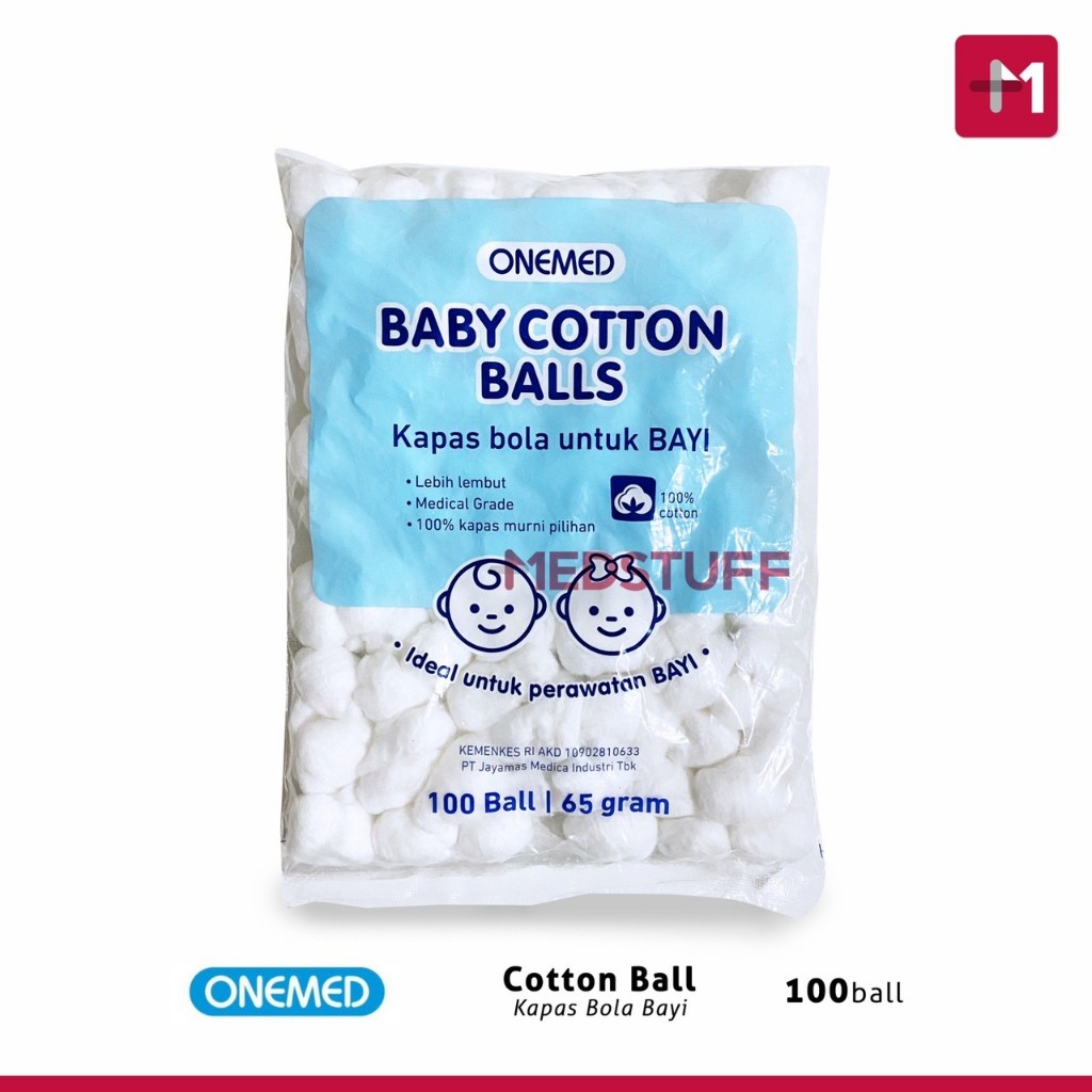 Jual Baby Cotton Ball Onemed Kapas Bola Bayi 65gr isi 100 Ball Onemed ...