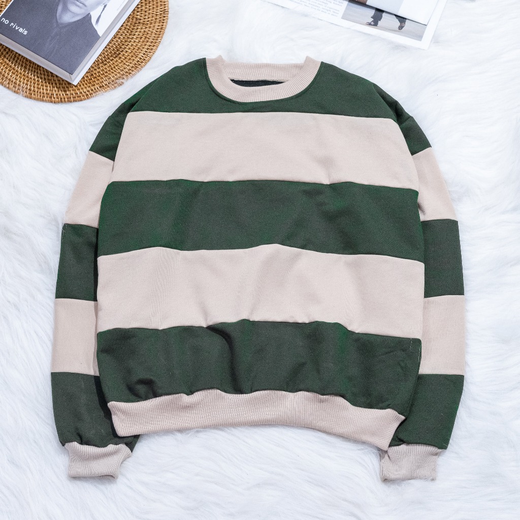 Jual Sweater Wanita Multicolor Stripe OverSize dan Crope Swearshirt ...