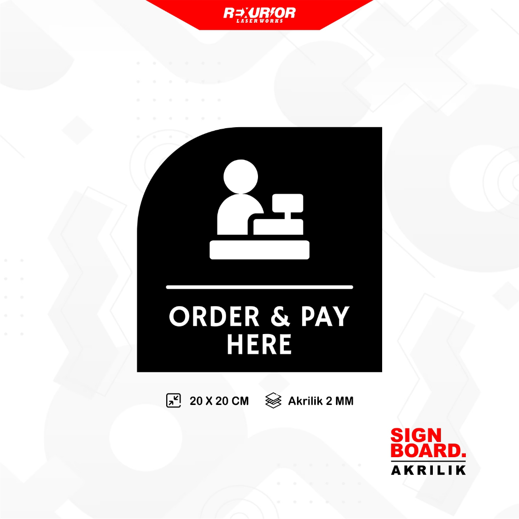 Jual Sign Akrilik Papan Tanda Order & Pay Here Ukuran 20x20cm | Shopee ...