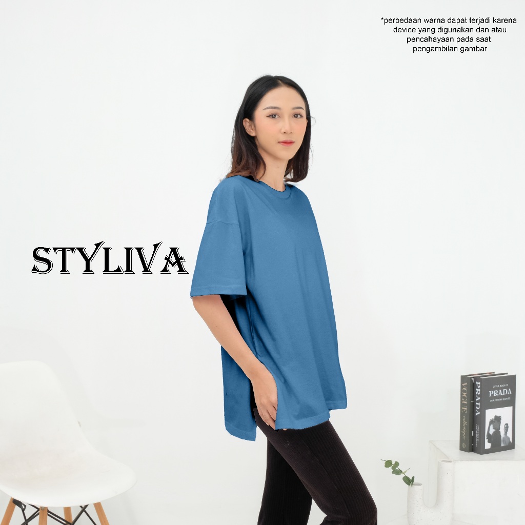 Jual KAOS POLOS WANITA OVERSIZE T-SHIRT COTTON COMBED 20S KATUN HIGH SLIT BELAHAN PINGGIR ...