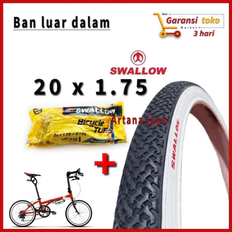 Jual ban luar dalam sepeda 20 x 1.75 SWALLOW cocok untuk semua sepeda 20in | Shopee Indonesia