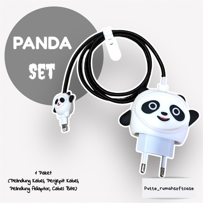 Jual PELINDUNG CHARGER KARAKTER PANDA ADAPTOR 20W CABEL BITE ...