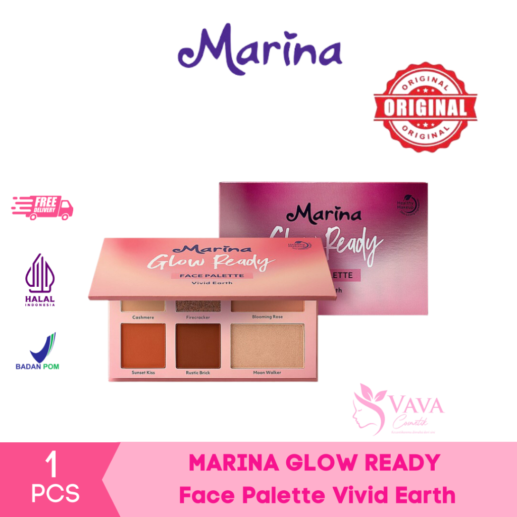 Jual Marina Glow Ready Face Palette Vivid Earth | Shopee Indonesia